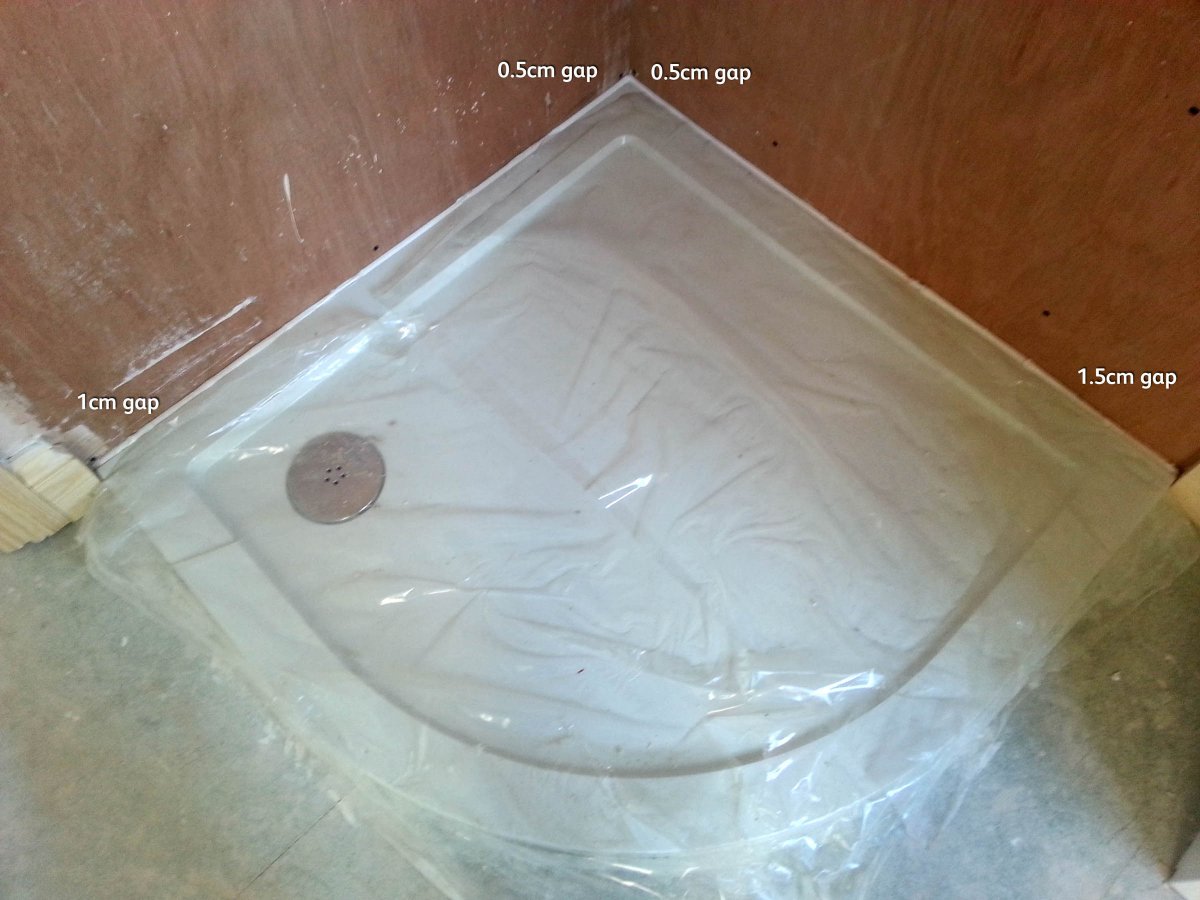 cut into hardiebacker wall and slide shower tray in? | DIYnot Forums