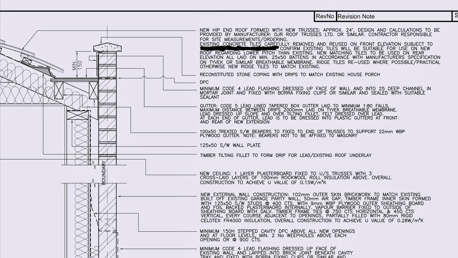 Is this a good detail for a boundary wall gutter? | DIYnot Forums