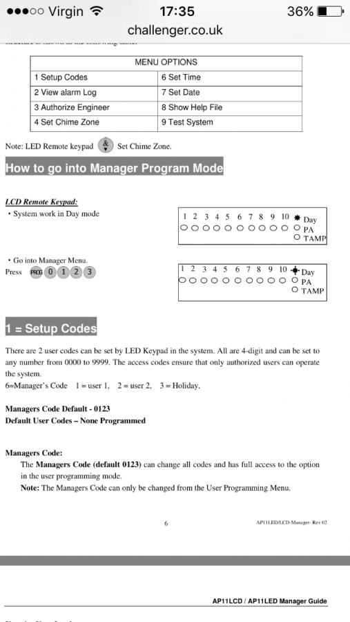 manager code challenger force 10 | DIYnot Forums