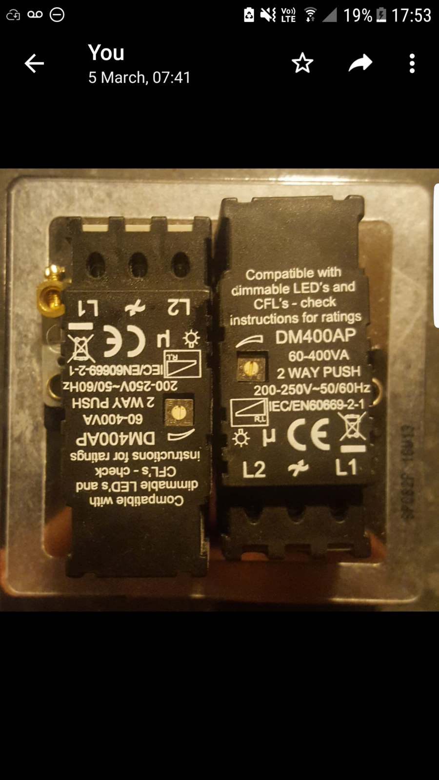 Replaced 2 way switch with double dimmer | DIYnot Forums