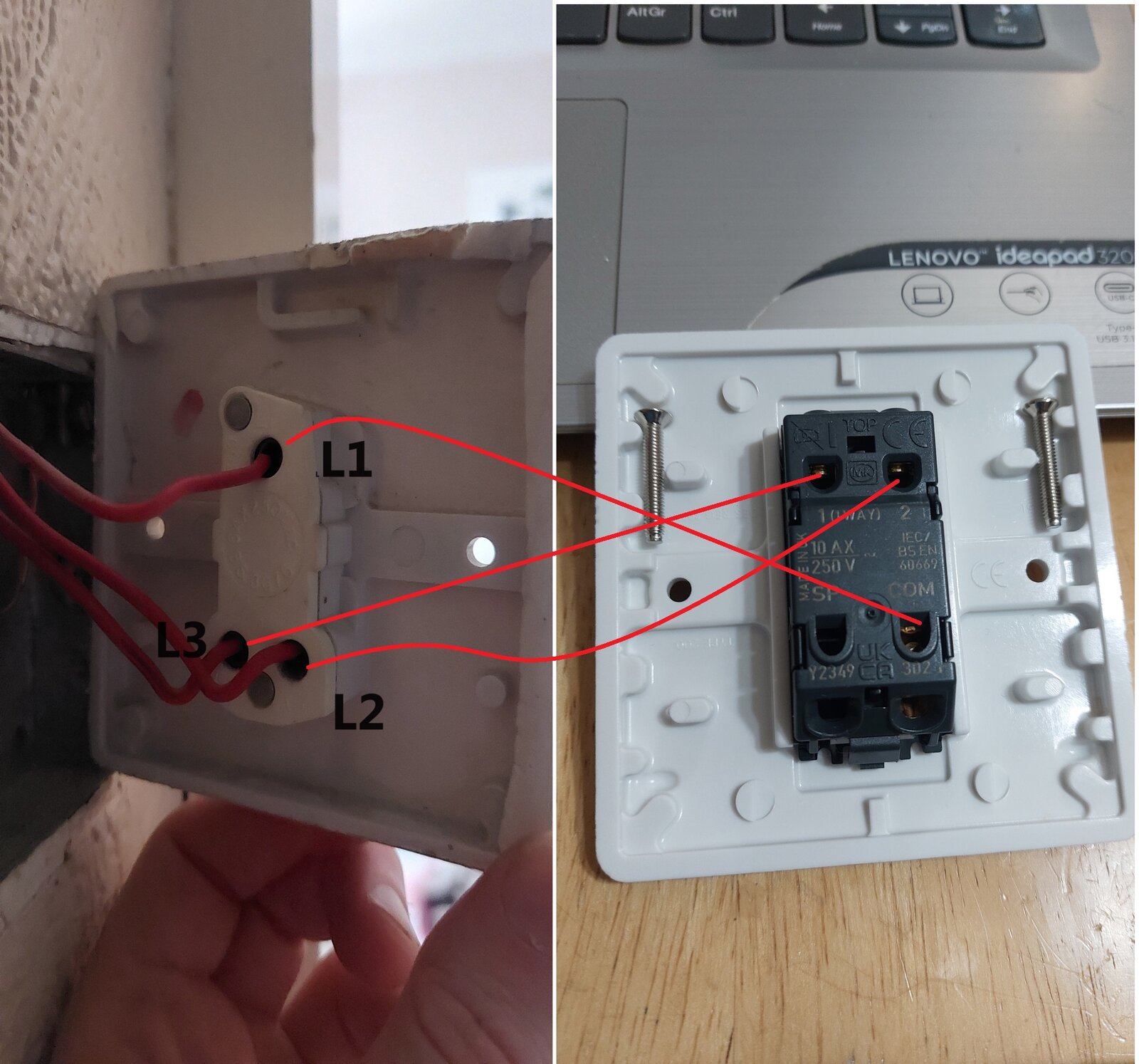 Wiring an old 2 way Crabtree light switch to a new MK Logic plus switch | DIYnot Forums