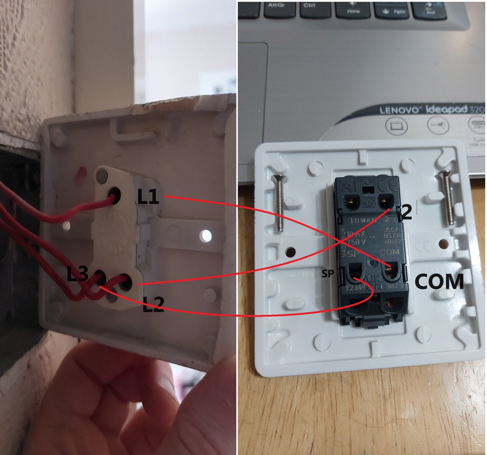 Wiring an old 2 way Crabtree light switch to a new MK Logic plus switch | DIYnot Forums