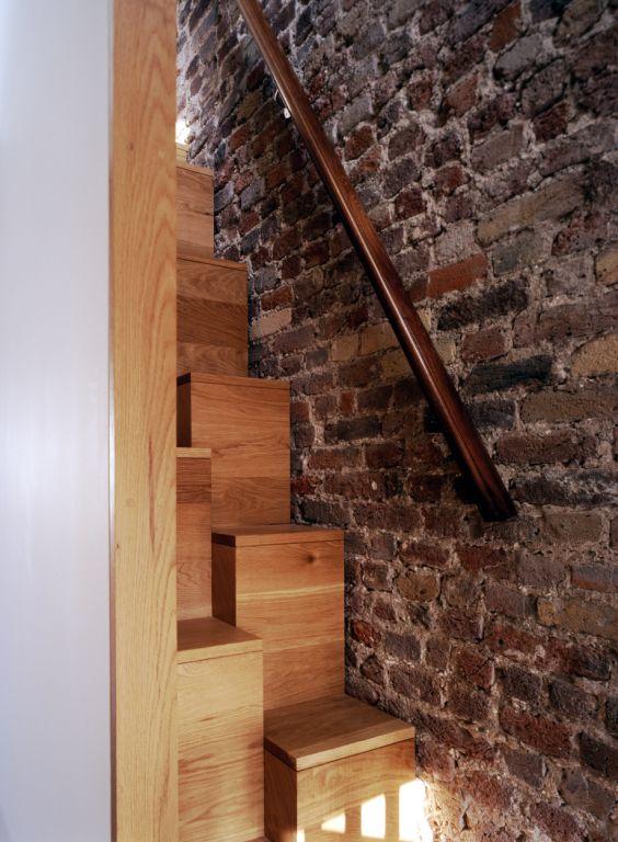 Alternating space saving stairs made from Oak worksurface | DIYnot Forums