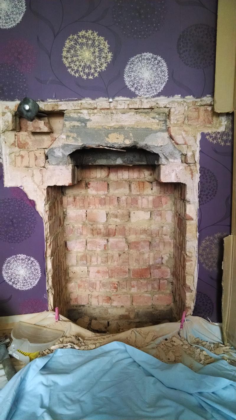 Advice needed on opening a fireplace which has an odd lintel | DIYnot ...